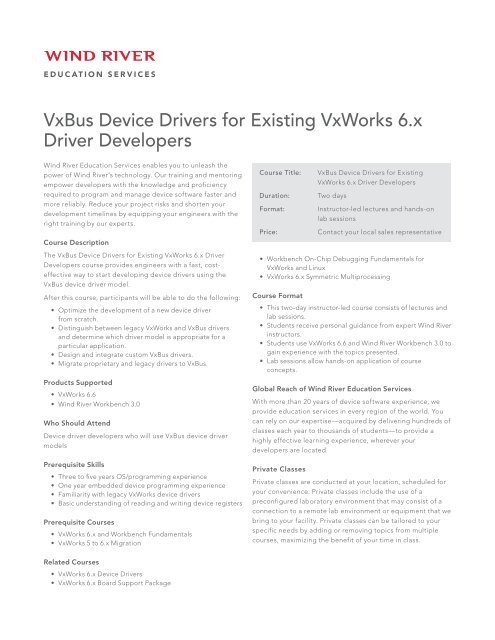 VxBus Device Drivers for Existing VxWorks 6.x Driver ... - Wind River