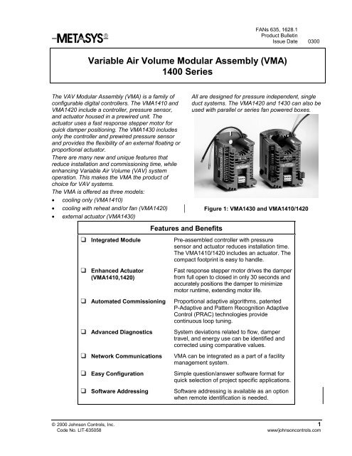 Variable Air Volume Modular Assembly (VMA) 1400 ... - ShanControls