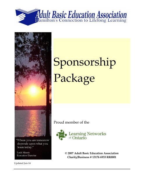 Sponsorship Package - Adult Basic Education Association