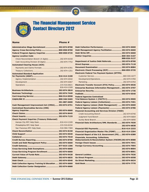 FMS Contact Directory - Financial Management Service