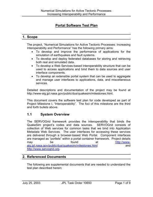 NASA Portal Test Plan (pdf)