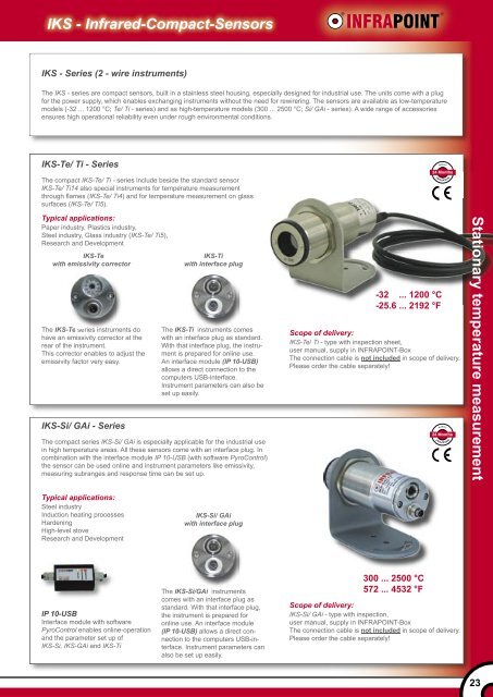 IKS - Infrared-Compact-Sensors Stationary temperature measurement
