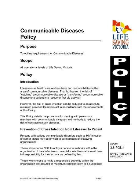 Communicable Diseases Policy - Life Saving Victoria