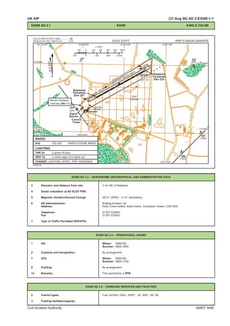 UK AIP (31 Aug 06) AD 2-EGSR-1-1 Civil Aviation Authority AMDT 9 ...