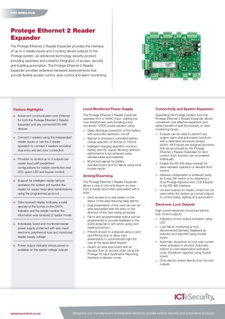 Protege Ethernet 2 Reader Expander Brochure (227.8 Kb) - ICT
