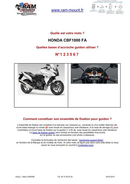 HONDA CBF1000 FA fixations guidons - RAM Mount