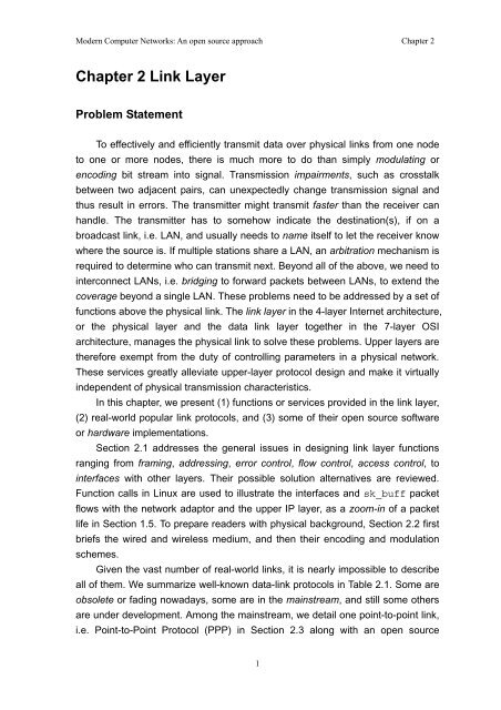 Chapter 2 Link Layer - High Speed Network Lab @ NCTU