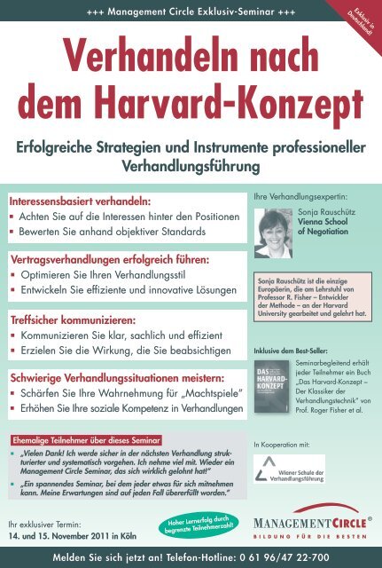 Verhandeln nach dem Harvard-Konzept - Management Circle AG