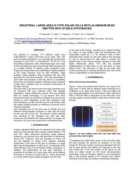 industrial large area n-type solar cells with ... - ISC Konstanz