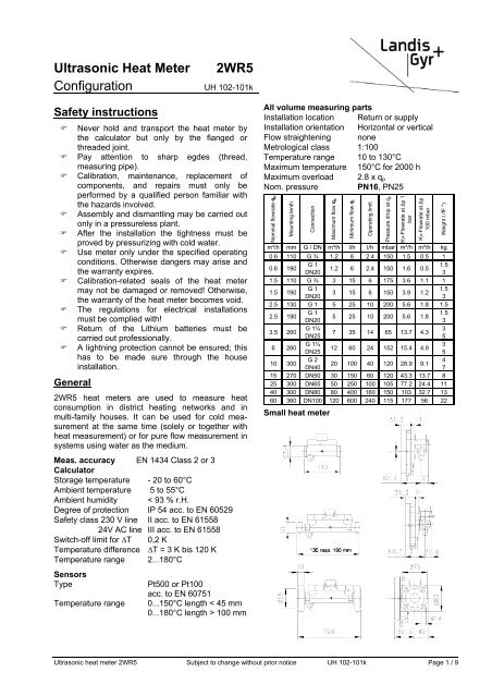 Ultrasonic Heat Meter 2WR5 Configuration - Landis+Gyr