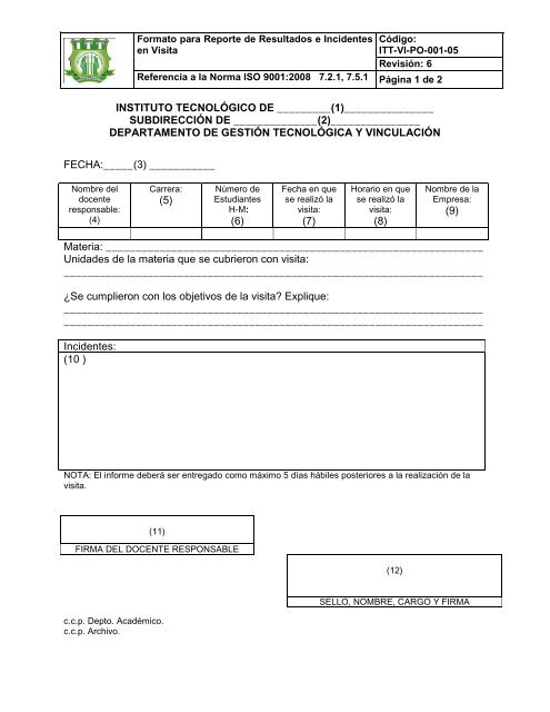 ITT-VI-PO-001-05 REPORTE RESULT. E INCID..pdf - Instituto ...
