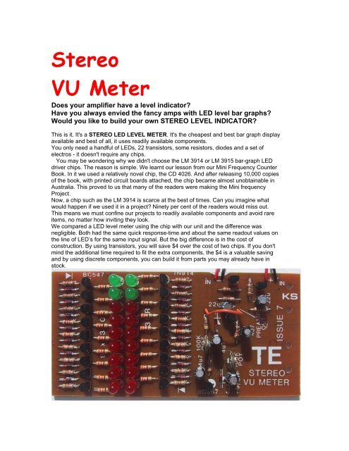 Stereo VU Meter - Talking Electronics