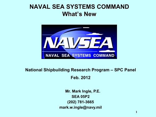 Naval Sea Systems Command: What's New - NSRP