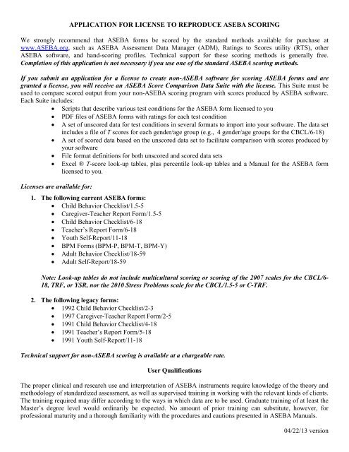 Scoring License Application (PDF) - Aseba