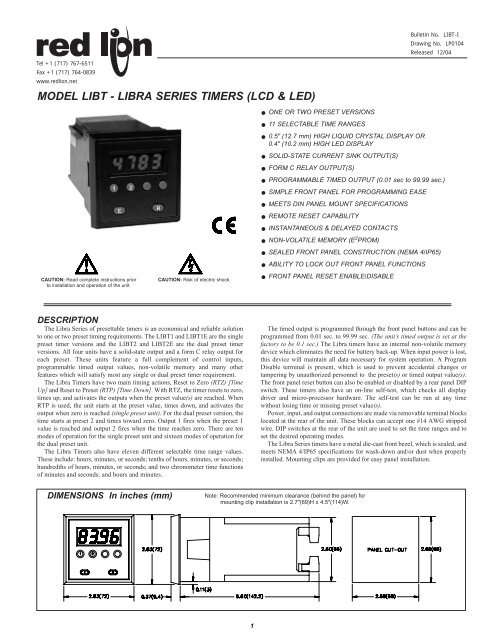 LIBT Libra Series Timers Data Sheet/Manual ... - Red Lion Controls