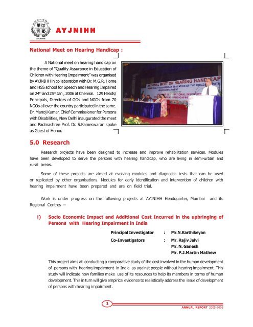 Research - Ali Yavar Jung National Institute for the Hearing ...