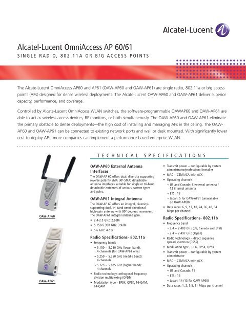 Alcatel-Lucent OmniAccess AP 60/61