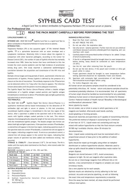 syphilis card test new - Bhat Bio tech India
