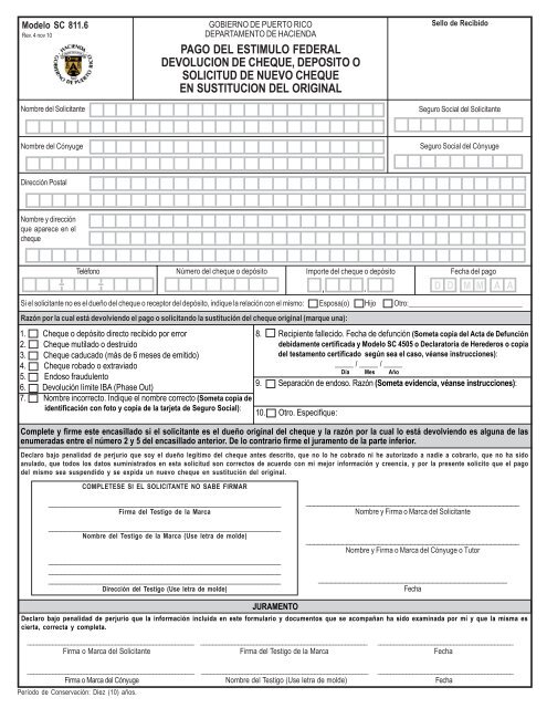 Modelo SC 811.6 - Departamento de Hacienda - Gobierno de ...