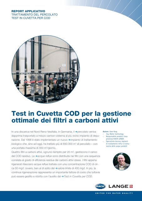 Test in Cuvetta COD per la gestione ottimale dei ... - HACH LANGE