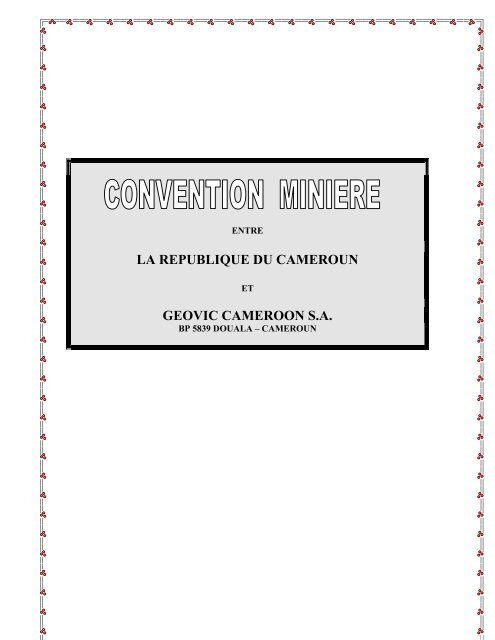 LA REPUBLIQUE DU CAMEROUN GEOVIC CAMEROON S.A.