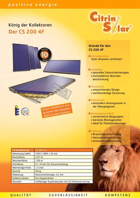 Der CS 200 4F - Citrin Solar