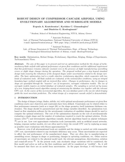 robust design of compressor cascade airfoils, using evolutionary ...