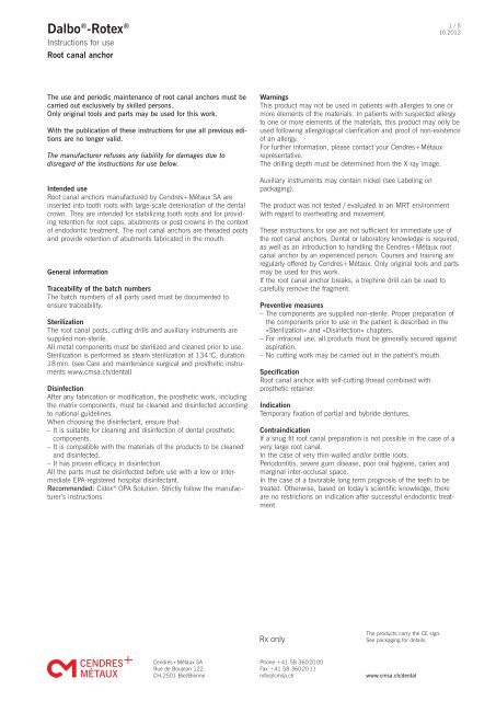 Dalbo®-Rotex® - Cendres & Métaux SA