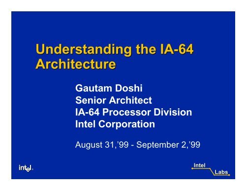 Understanding the IA-64 Architecture
