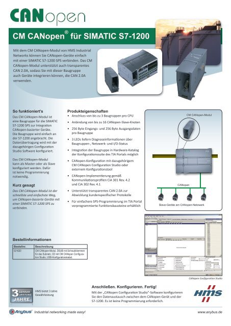 CM CANopen für SIMATIC S7-1200 - HMS Industrial Networks GmbH