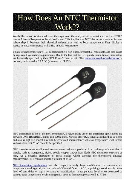 How Does An NTC Thermistor Work??