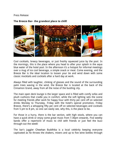 The Breeze Bar - Cinnamon Hotels & Resorts