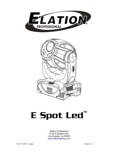 E Spot LED User Manual - Elation Professional