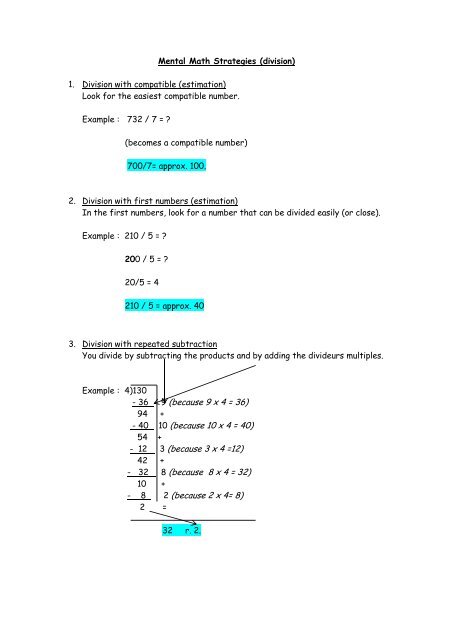 Compatible Numbers Division