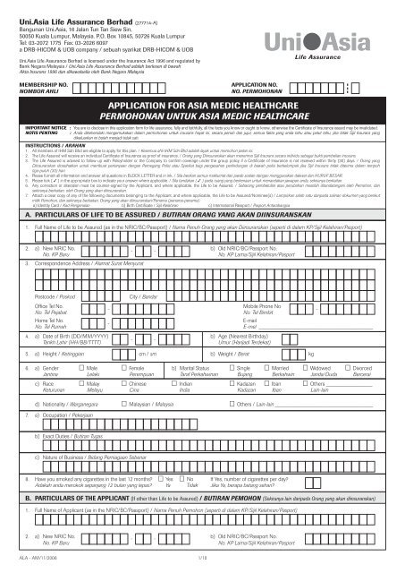 application for asia medic healthcare permohonan untuk asia medic ...