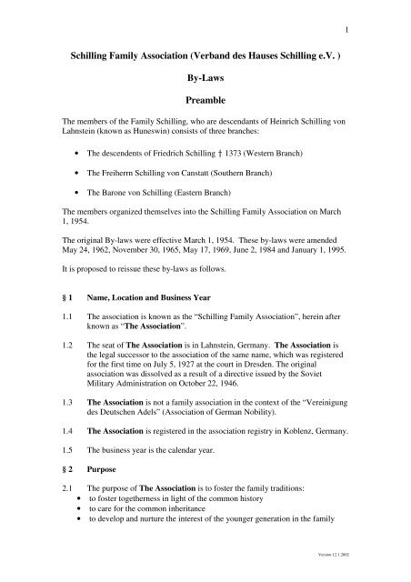 Schilling Family Association (Verband des Hauses Schilling e.V.