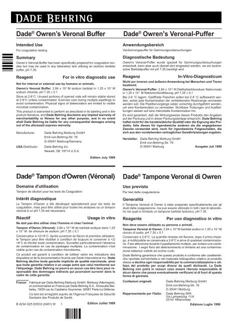 TampÃ³n Veronal de Owren - Medcorp