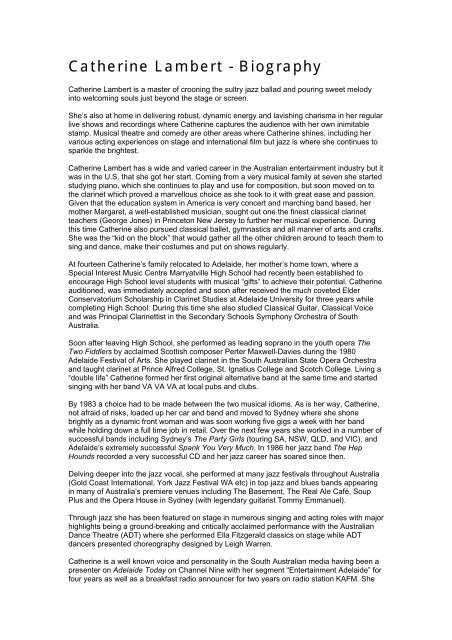 Catherine Lambert - Biography