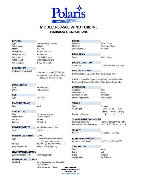 model: p50-500 wind turbine - Hasmak.com.tr