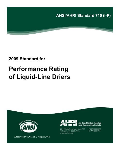 ANSI/AHRI Standard 710
