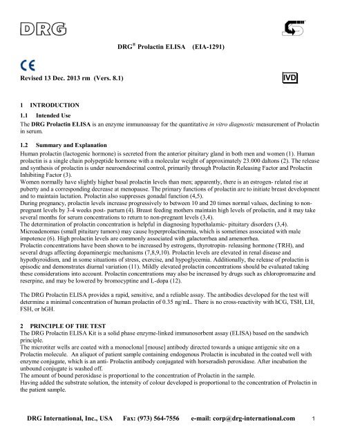 DRG Prolactin ELISA (EIA-1291) Revised 29 ... - DRG International