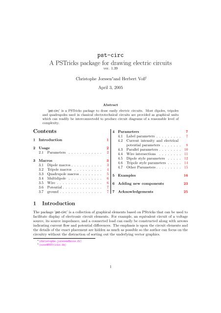 pst-circ A PSTricks package for drawing electric circuits
