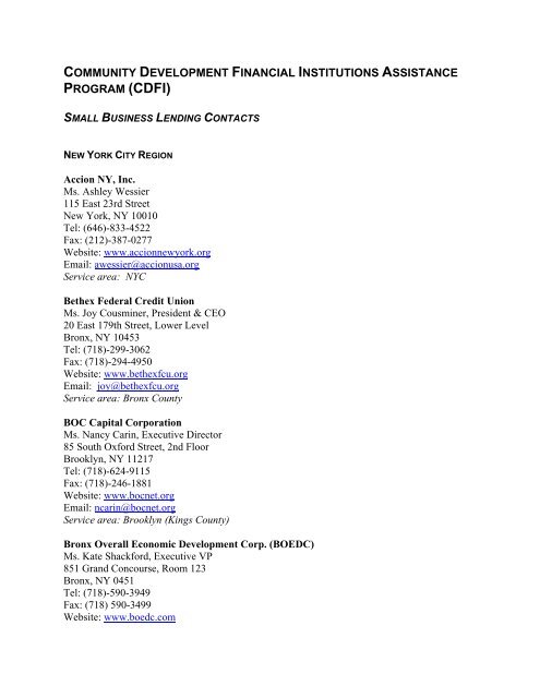 community development financial institutions assistance program (cdfi)