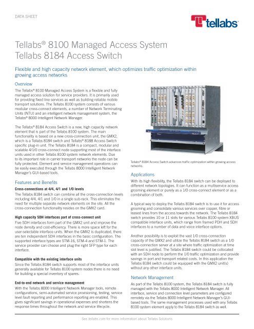 Tellabs 8100 Managed Access System: Tellabs 8184 Access Switch