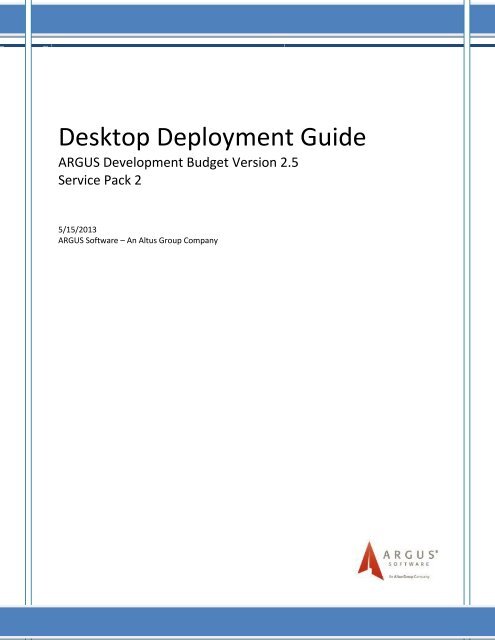 Argus Development Budget Version 2.5 SP 2 - ARGUS Software
