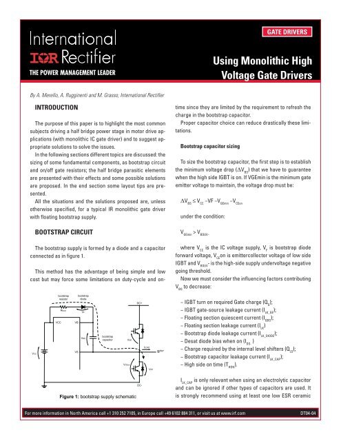 Using Monolithic High Voltage Gate Drivers - International Rectifier