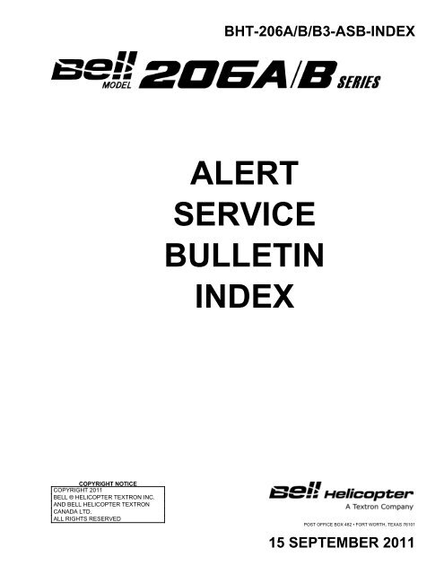 ALERT SERVICE BULLETIN INDEX - BellCustomer.com