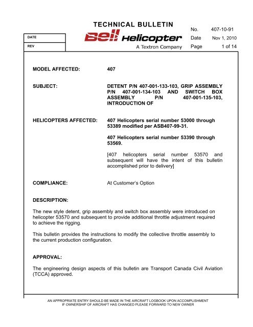 TECHNICAL BULLETIN - BellCustomer.com