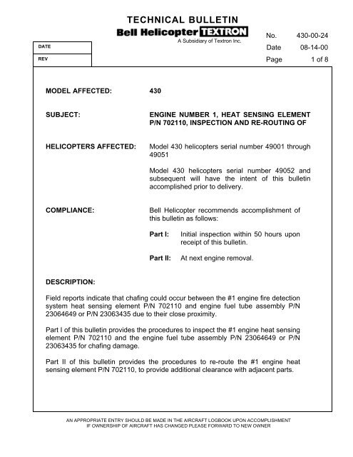 TECHNICAL BULLETIN - BellCustomer.com