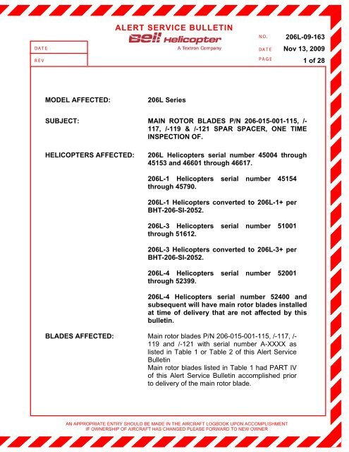 ALERT SERVICE BULLETIN - BellCustomer.com